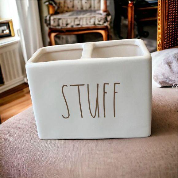 Rae Dunn | Bath | Nwt Rae Dunn White Double Compartment Bathroom Desk ...